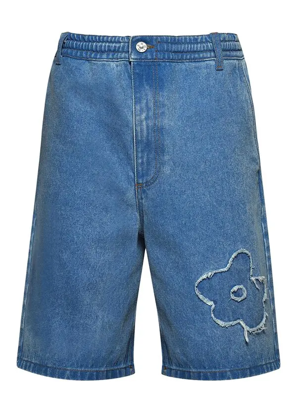 Marni Patch Denim Shorts - Blue