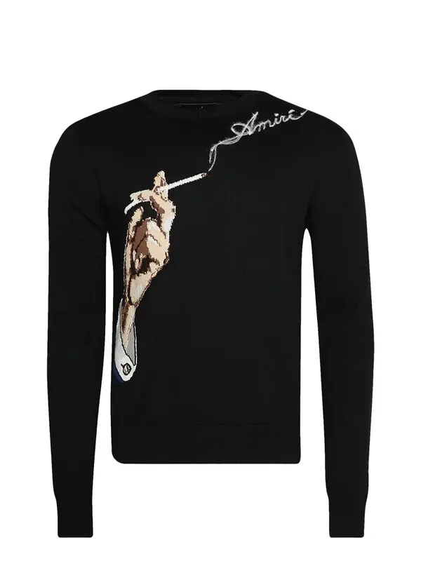 Amiri Crewneck Sweater With Embroidered Detail - Black
