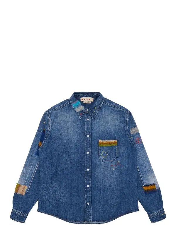 Marni Embroidered Denim Shirt - Blue