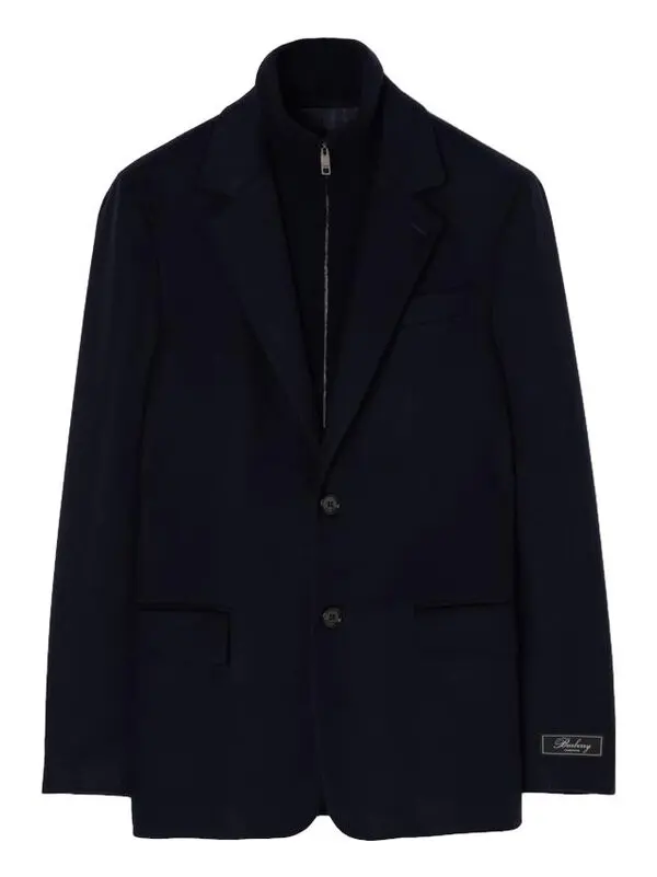 Burberry Detachable Bib Tailored Jacket In Cashmere - Navy
