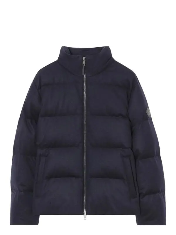 Burberry Cashmere Puffer Jacket With Packaway Hood - Navy