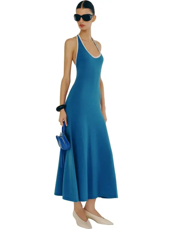 REFORMATION Mia Cashmere Halter Dress - Blue