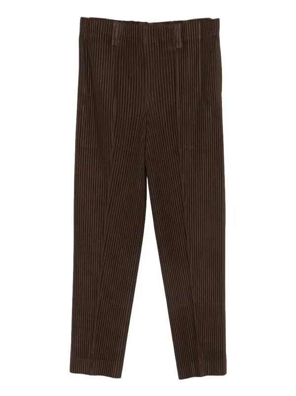 Issey Miyake Homme Plissé Pleated Tailored Trousers - Brown