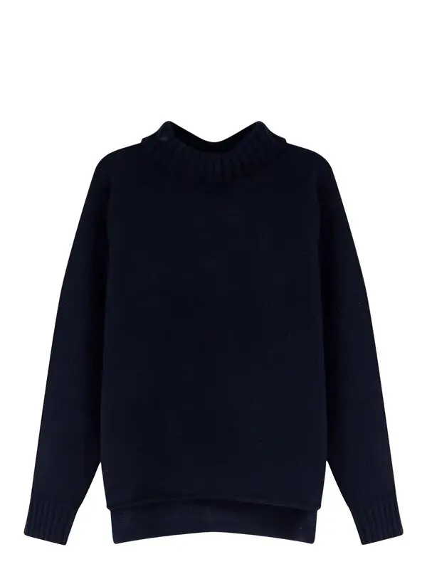 Bottega Veneta Wool Turtleneck Sweater With Ribbed Collar And Cuffs - Blu