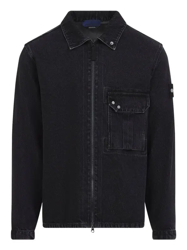 Stone Island Inspired Cotton Shirt Jacket - Black