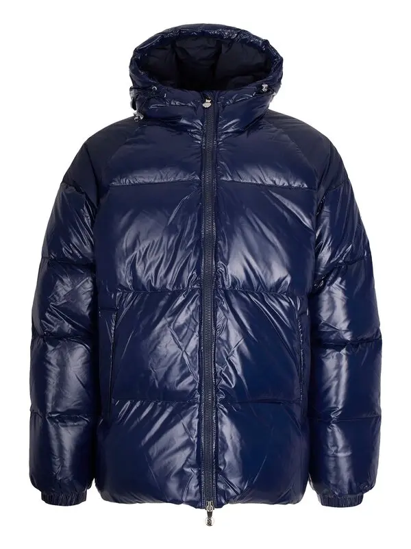 Pyrenex Quilted Hooded Puffer Coat With Glossy Finish - Amiral
