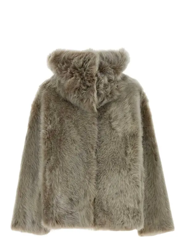 SALVATORE SANTORO Lamb Fur Jacket With Stand Collar - Grey