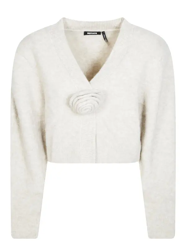 ROTATE BY BIRGER CHRISTENSEN Knit Flower Cardigan - Beige