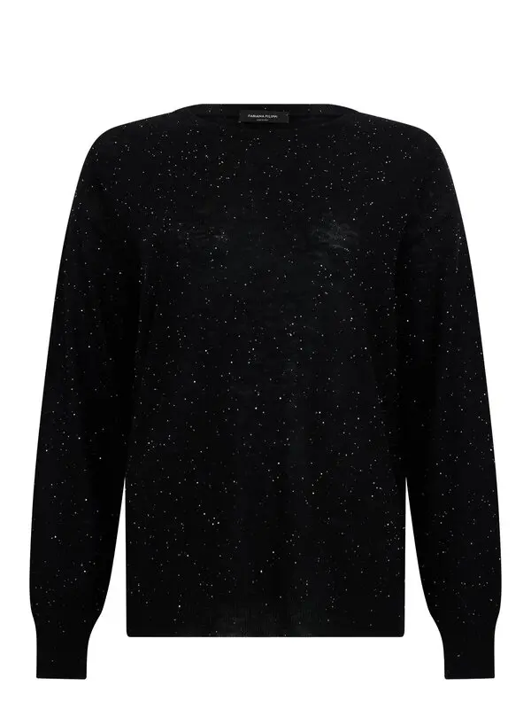 Fabiana Filippi Wool Crewneck Sweater With Contrast Details And Long Sleeves - Black