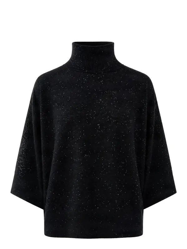 Fabiana Filippi Oversized Turtleneck Sweater With Speckled Texture - Nero