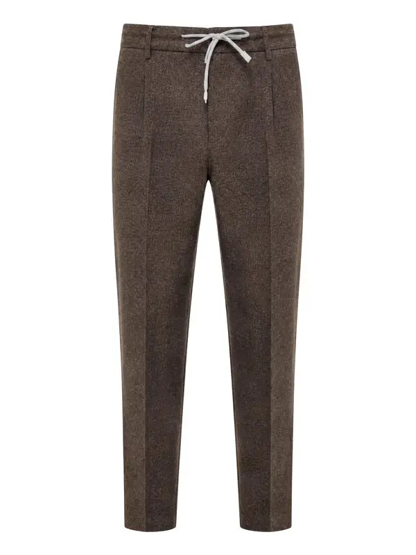Eleventy Wool-blend Drawstring Trousers - Moro