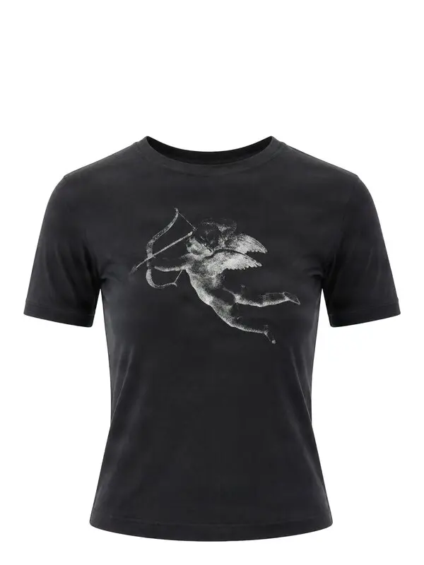 Fiorucci Graphic Print Cotton T-shirt - Black