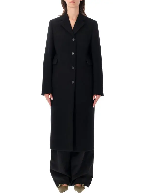 Prada Tailored Long Wool Coat - Nero