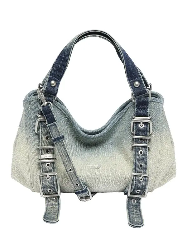 DIESEL® Crystal-embellished Convertible Denim Handbag - Blu