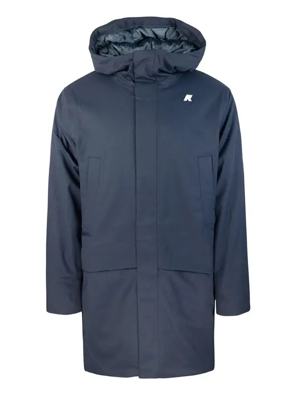 K-WAY Hooded Insulated Long Parka Coat - Blue D-blue A