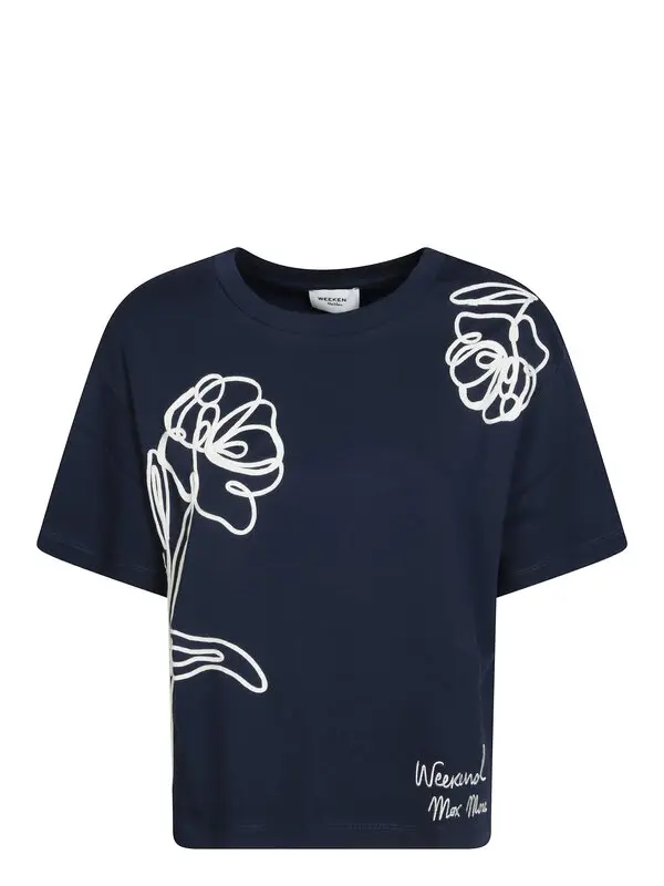 Max Mara Embroidered Flower T-shirt - Blu