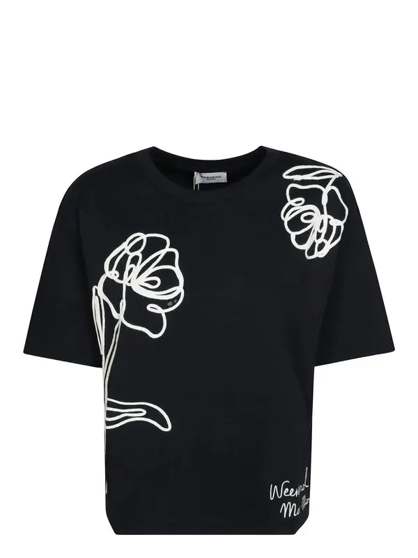 Max Mara Embroidered Flower T-shirt - Nero