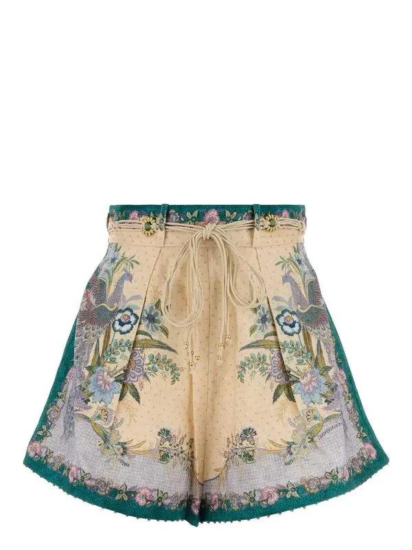 Zimmermann Indra Linen Mini Shorts - Printed