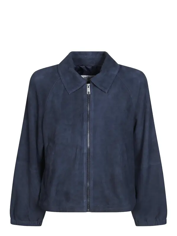 Max Mara Suede Zip-up Bomber Jacket - Blu