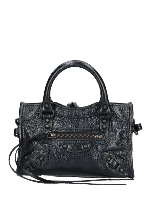 Balenciaga Mini Leather Crossbody Bag With Plexiglass Detail - Black