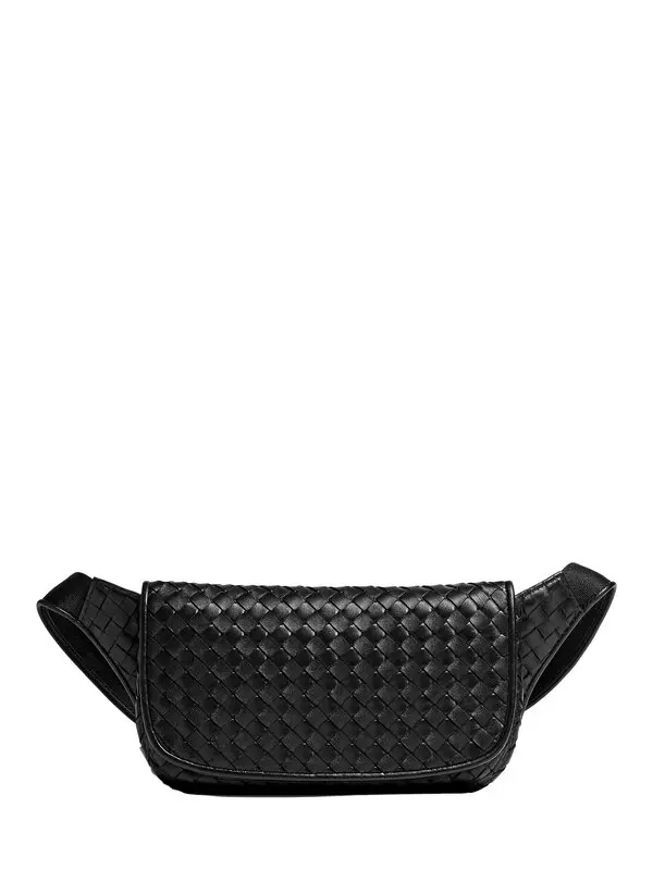 Bottega Veneta Braided Nappa Leather Mini Bum Bag - Nero