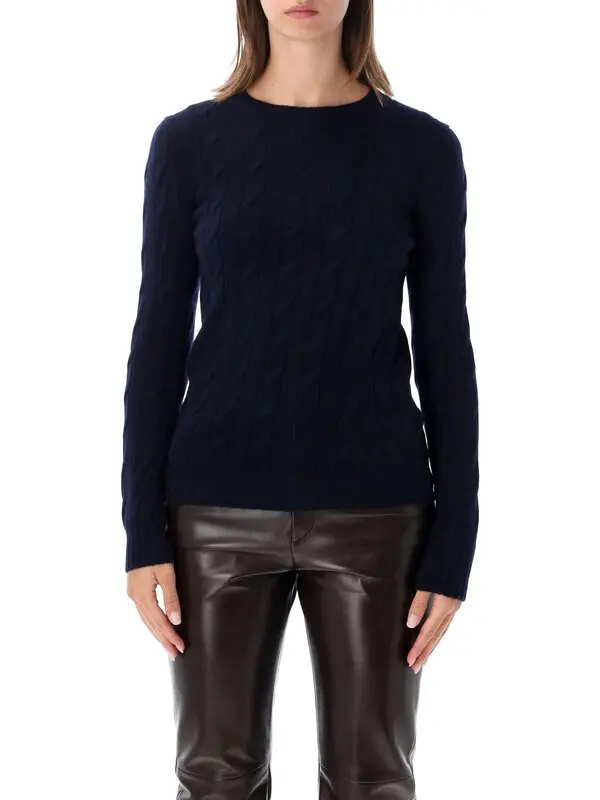 Ralph Lauren Rib-knit Crewneck Cable-knit Cashmere Jumper - Blu