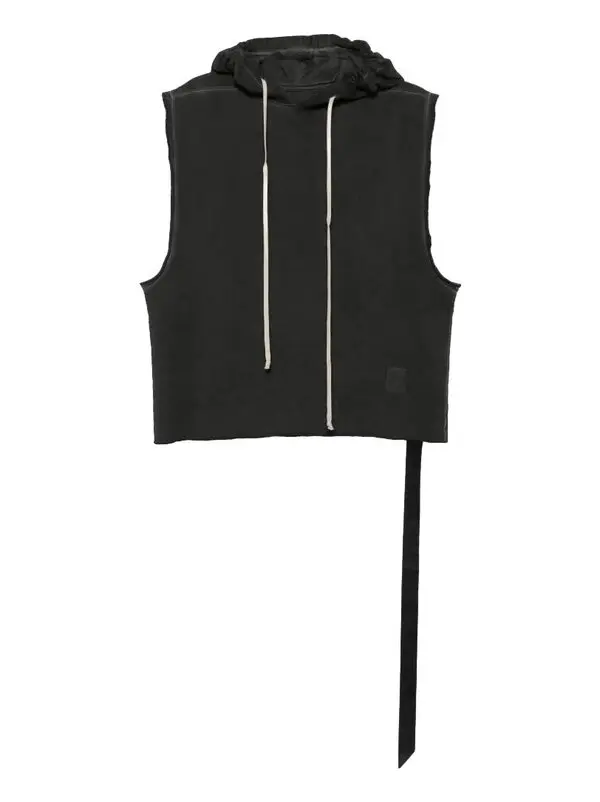 Rick Owens Sleeveless Drawstring Hood Sweatshirt - Nero