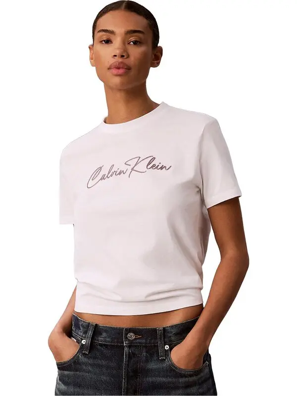 Calvin Klein Embroidered Script Logo T-shirt - Bright White