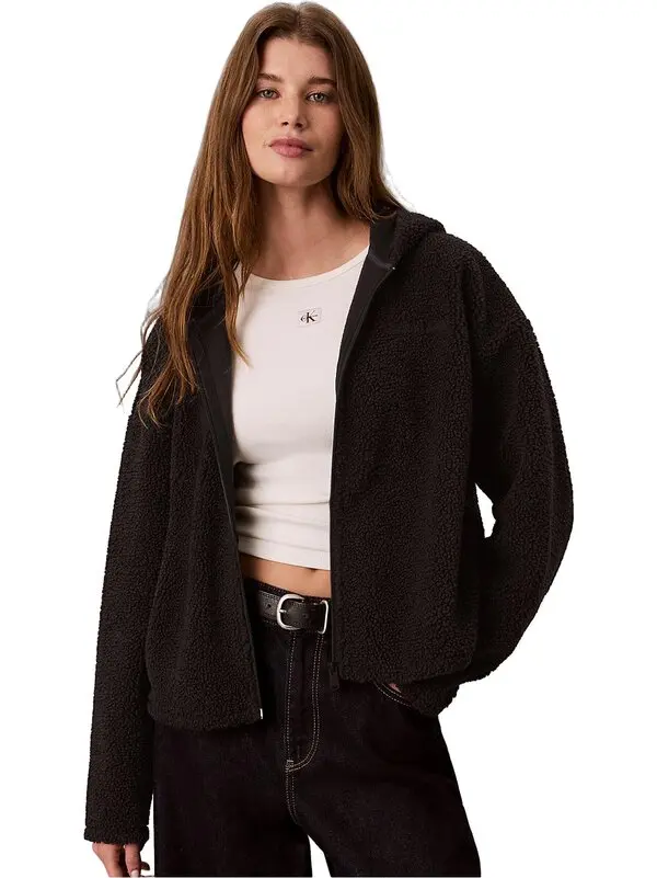 Calvin Klein Sherpa Zip Hoodie - Black