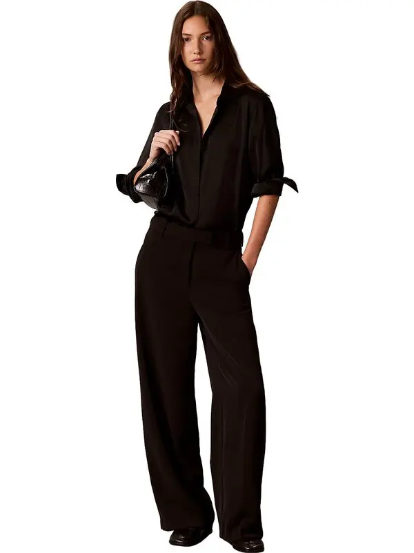 Calvin Klein Twill Wide Leg Pants - Black