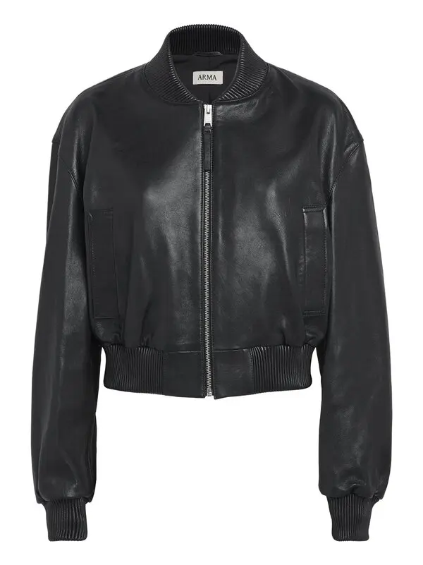 ARMA Hannah Leather Bomber Jacket - Black