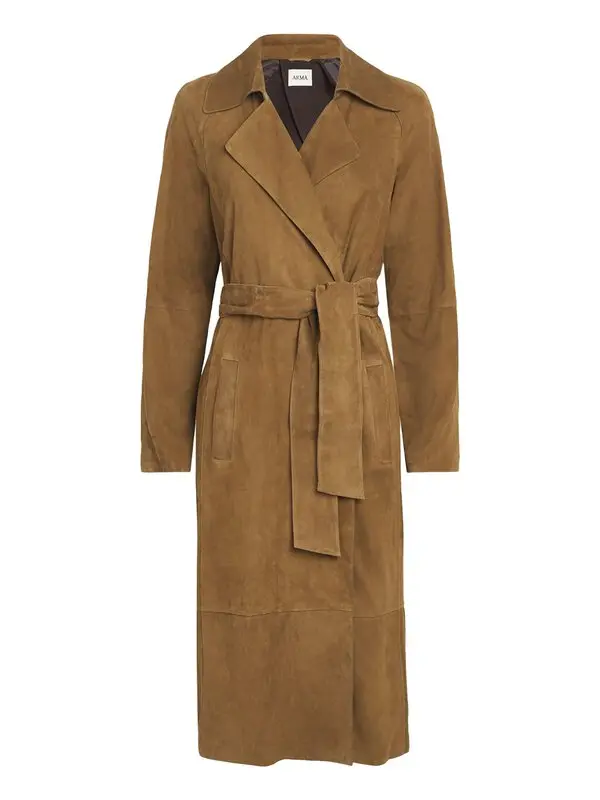 ARMA Lamb Suede Trench Coat - Brown