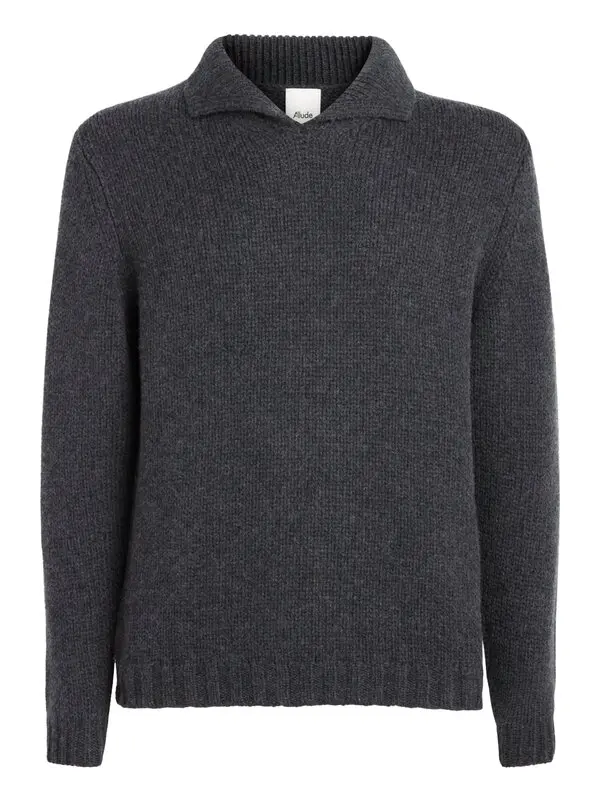ALLUDE Cashmere Collared Sweater - Grey