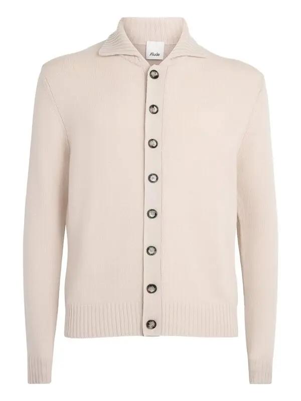 ALLUDE Wool-cashmere Collared Cardigan - Beige