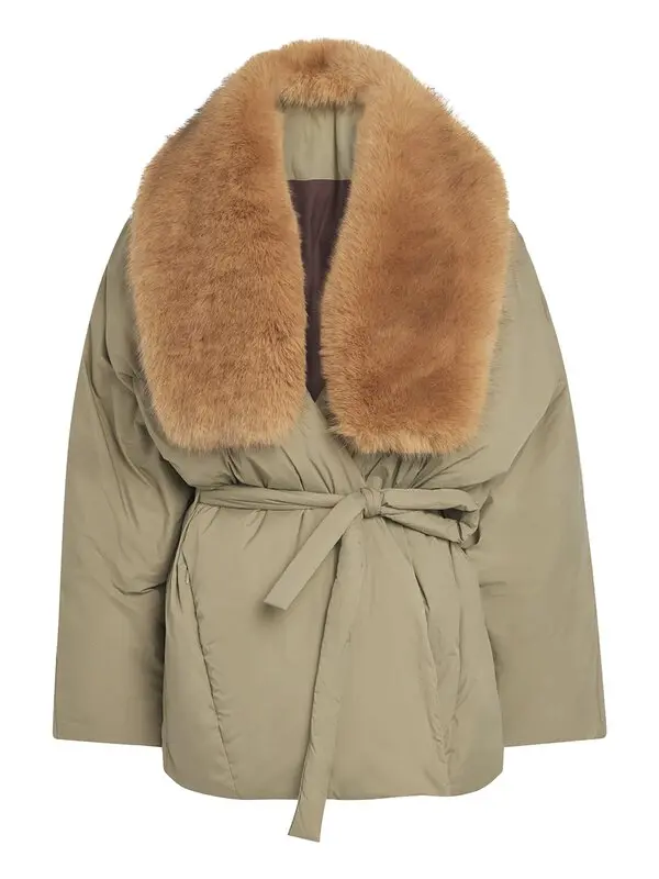 Source Unknown Down Faux-fur-trim Egizio Puffer Jacket - Green
