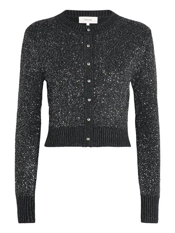 TOCCIN Knitted Sequin Cardigan - Grey