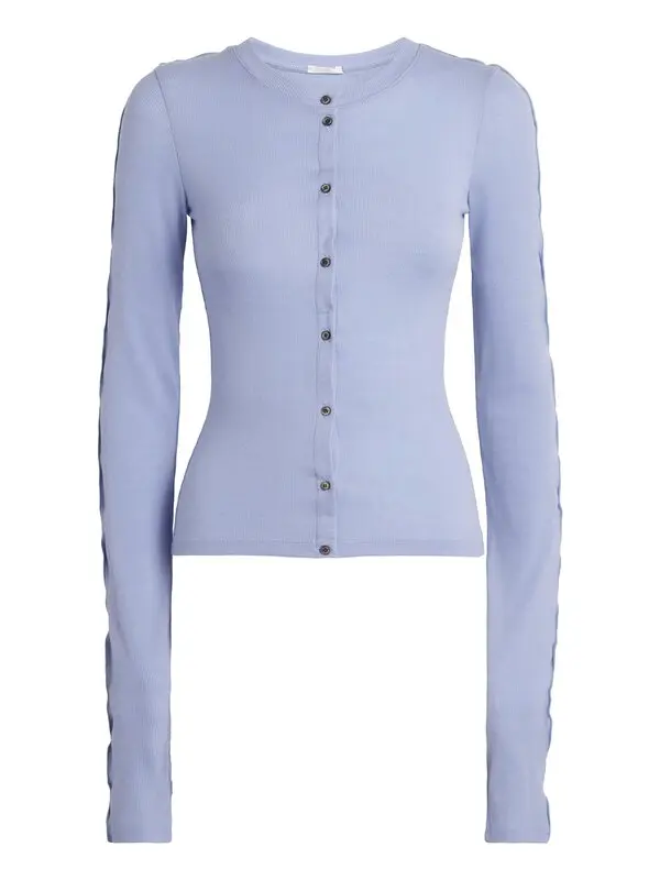 BIRROT Lyocell-wool Blend Line Cardigan - Blue