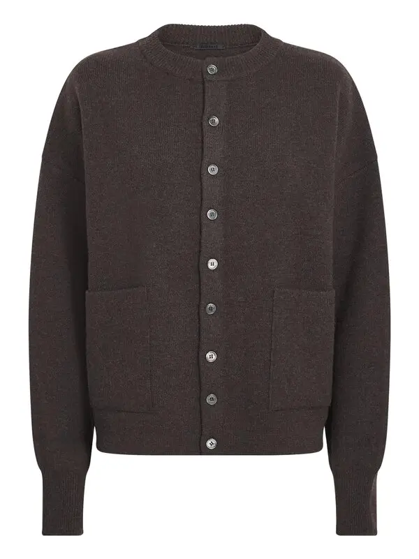 BIRROT Merino Wool Cardigan With Patch Pockets - Brown