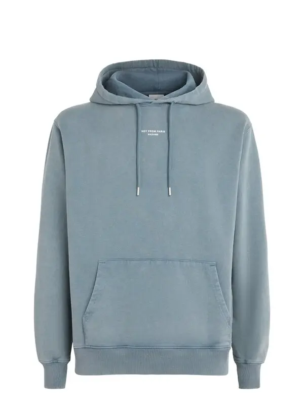 Drole De Monsieur Not From Paris Madame" Cotton Hoodie - Grey