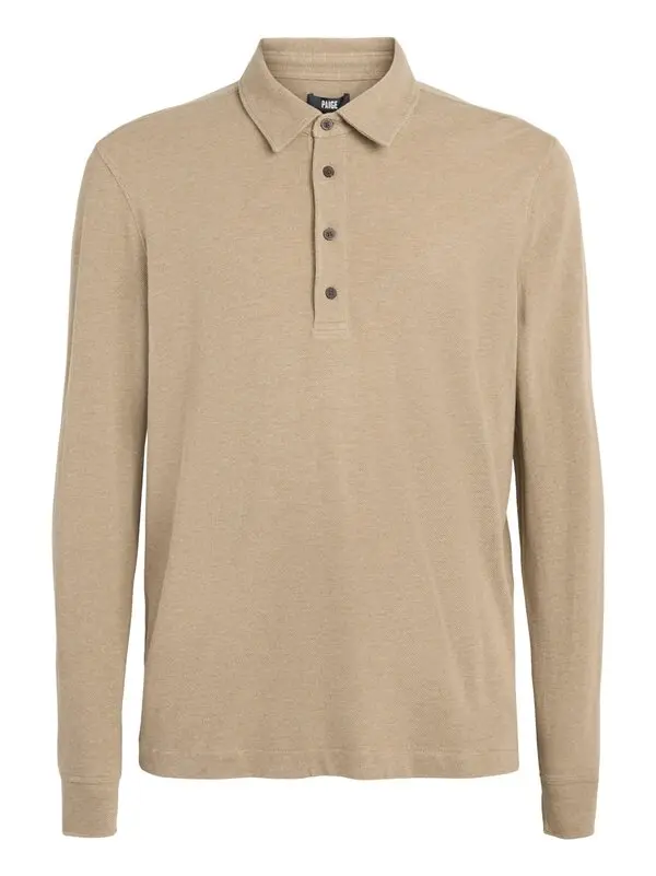Paige Cotton Ballard Long-sleeve Polo Shirt - Brown
