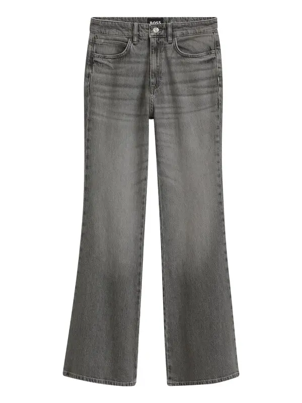 BOSS Flared-fit Jeans In Marble-look Stretch Denim - Grey