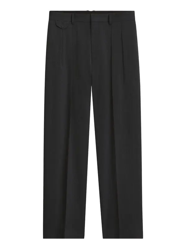 BOSS By Beckham Relaxed-fit Wool Pants With Double Pleats - Grey