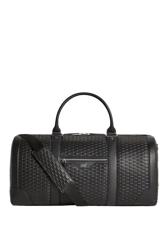 Kith Monogram Tumbled Leather Traveler Duffle Bag - Black