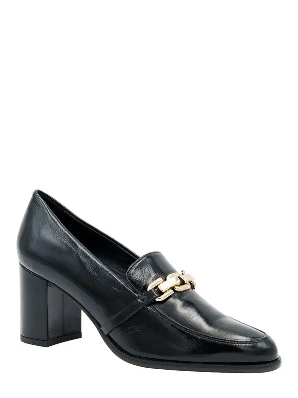 AMALFI BY RANGONI Ligure Suede Loafer Pump With Chain Detailing - Black