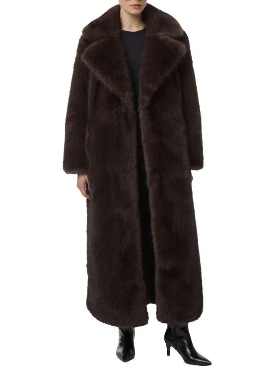 Apparis Gabrielle Faux Fur Maxi Coat - Fauve Multi