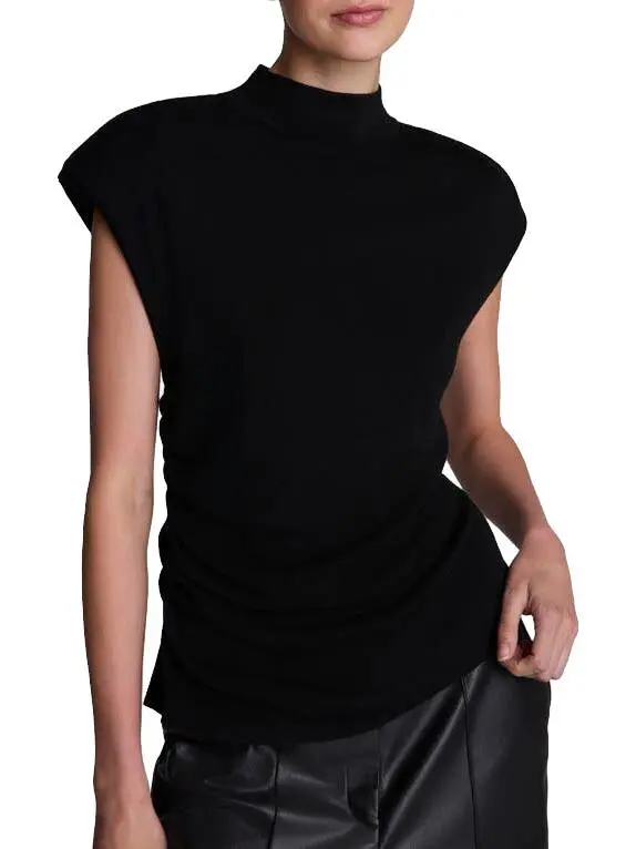 KENNETH COLE Asymmetrical Mock Neck Sleeveless Sweater - Black
