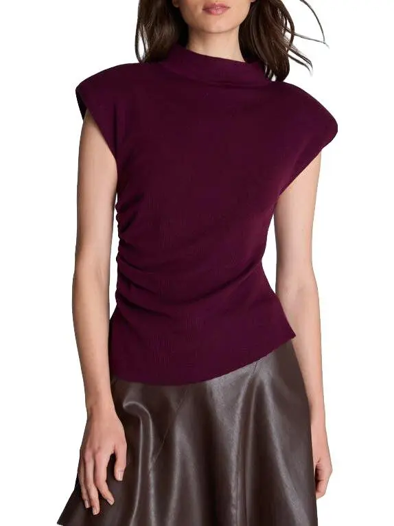 KENNETH COLE Asymmetrical Mock Neck Sleeveless Sweater - Sugar Beet
