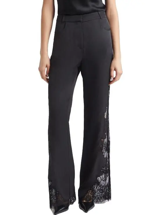 TOCCIN Priya Lace Detail Flared Trousers - Jet/jet