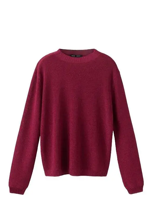 Mango Metallic Fine Knit Crewneck Sweater - Strawberry