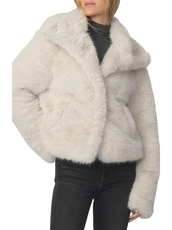 Joe's Jeans Faux Fur Coat With Oversized Collar - Stone